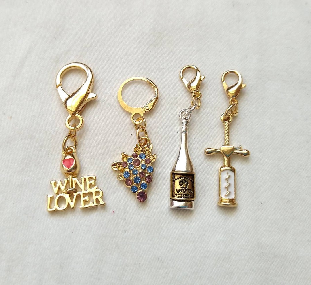 Wine - Set of 4 Stitch Markers - Grapes, Bottle - Etsy