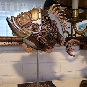 Steampunk Fish Clock Piranha Sculpture Fish Sculpture Custom Made ...