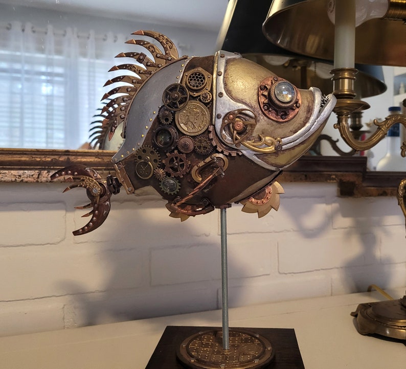 Steampunk Fish Clock Piranha Sculpture Fish Sculpture Custom Made ...
