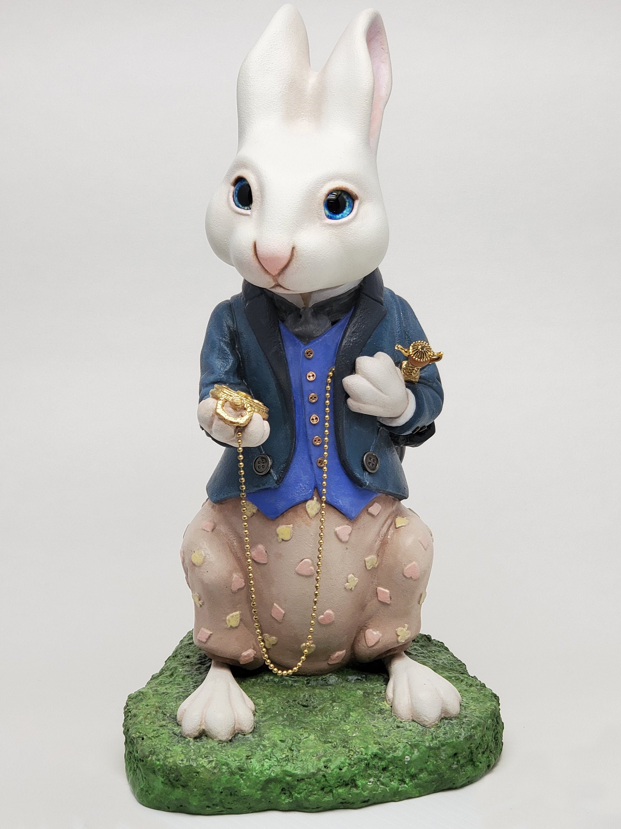 White Rabbit Statue Handmade Hand Colored - Etsy