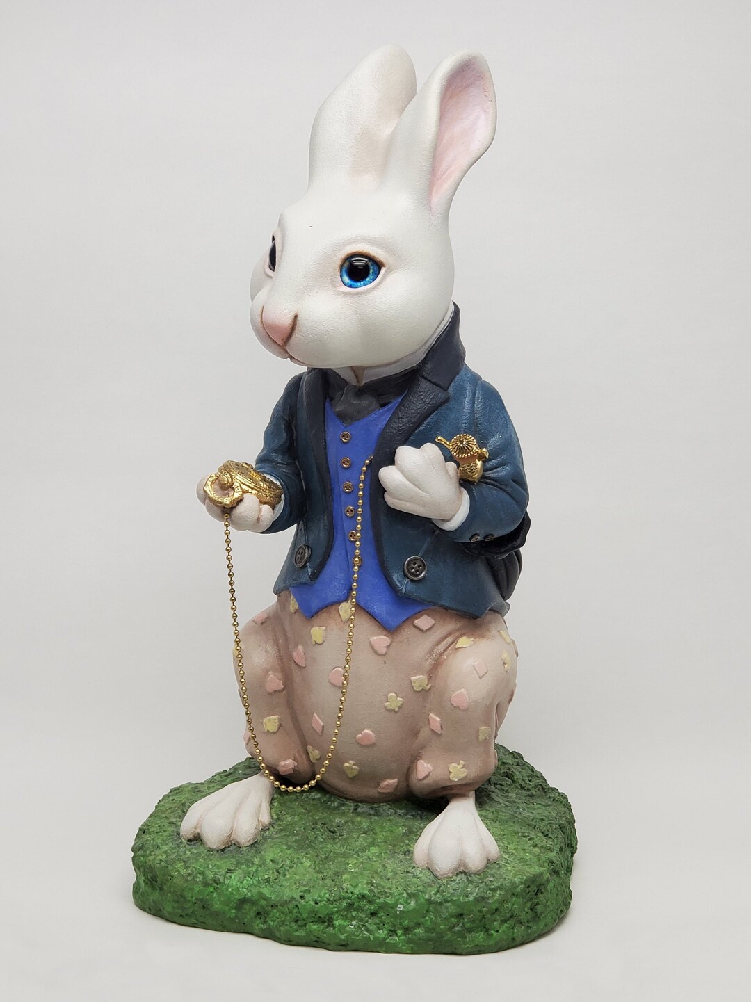 White Rabbit Statue, Handmade, Hand Colored - Etsy