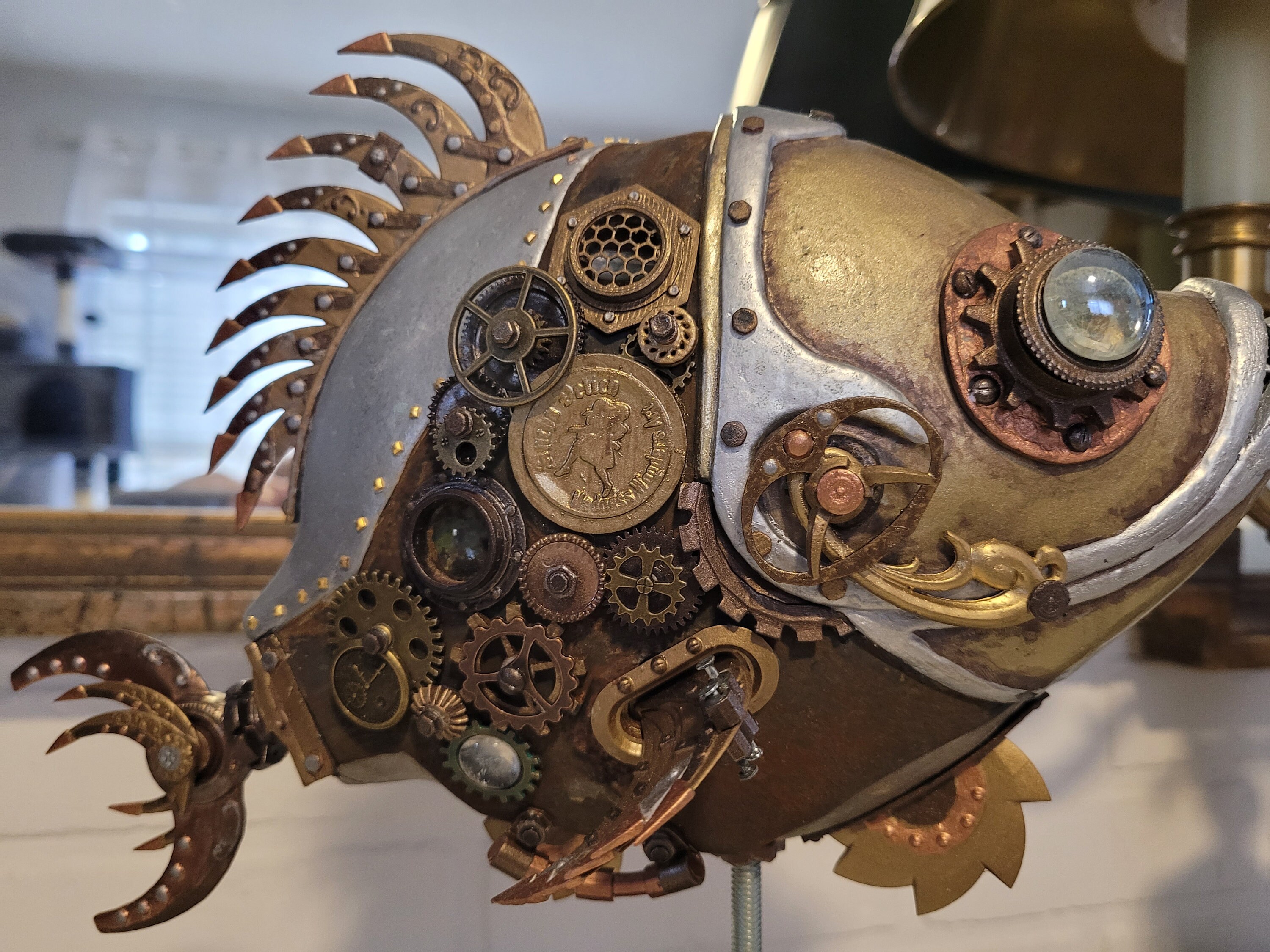 Steampunk Fish Clock Piranha Sculpture Fish Sculpture Custom Made ...