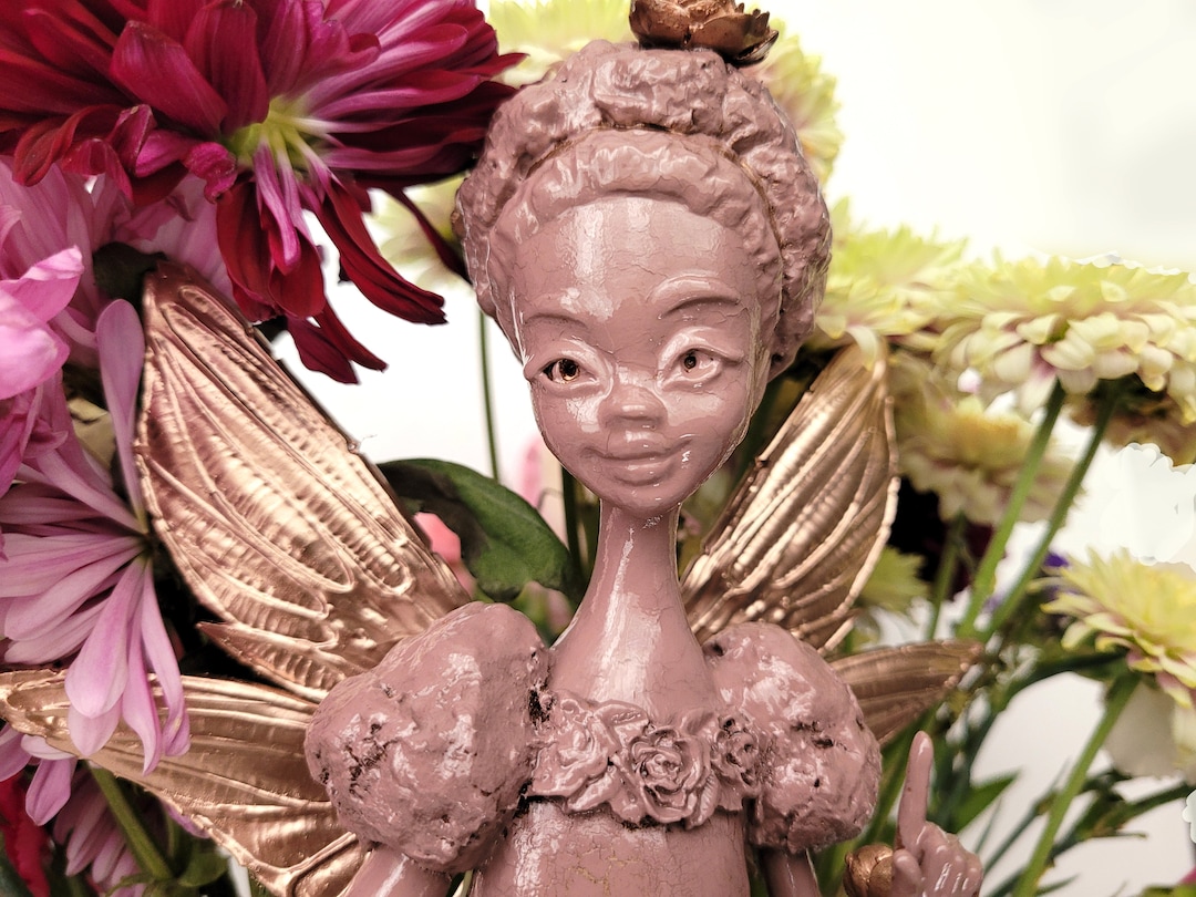 Golden-winged African Fairy Girl Statue, Handmade - Etsy