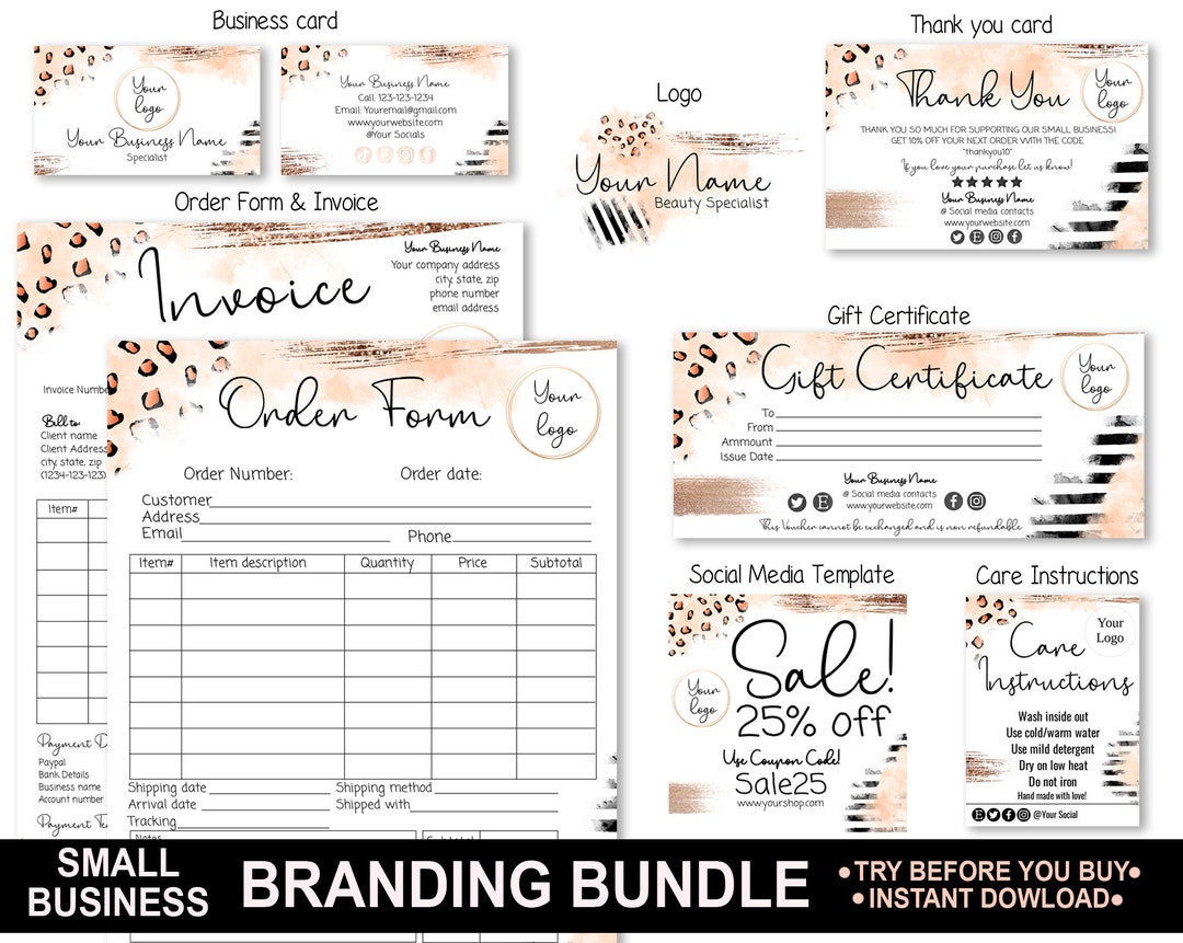 Small Business Branding Kit- DIY Templates- Logo, Business Card, Thank ...