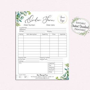 Small Business Template, Editable Order Form, Add Your Logo, LASH ...