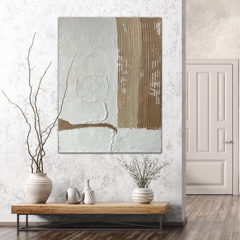 Grand tableau, Beige, Decoration murale bois, Tableau blanc, Tableau ...