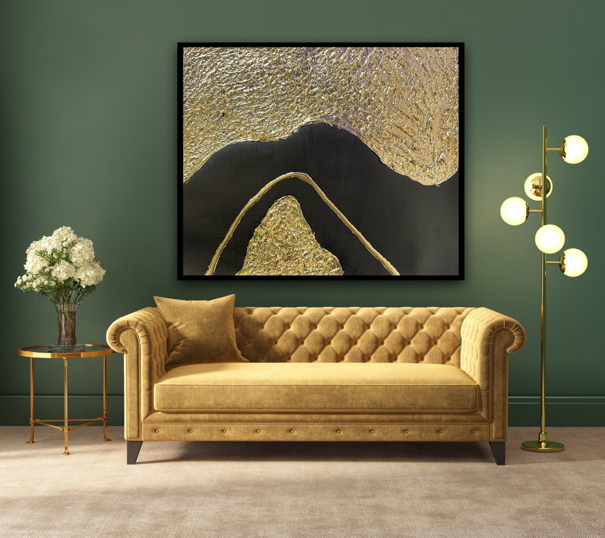 Gold Foil Painting, Kintsugi, Gold Metal Wall Art, Japanese Artwork ...