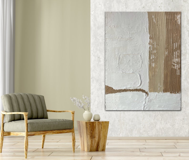 Grand tableau, Beige, Decoration murale bois, Tableau blanc, Tableau ...