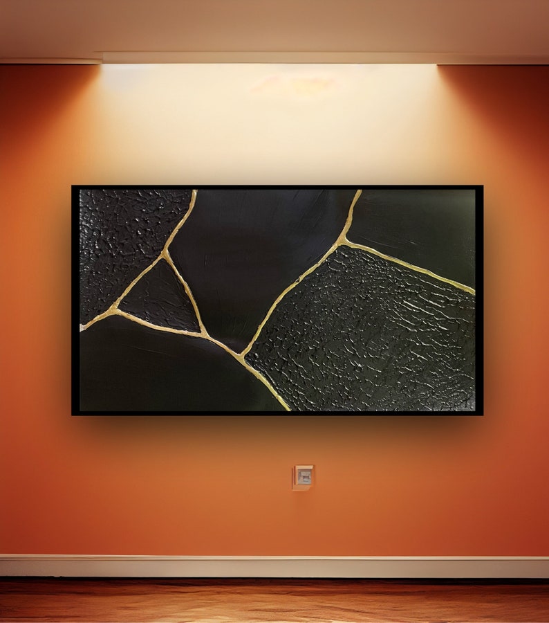 Kintsugi Wall Art, Kintsugi, Kintsukuroi, Black Plaster Wall Art,large ...