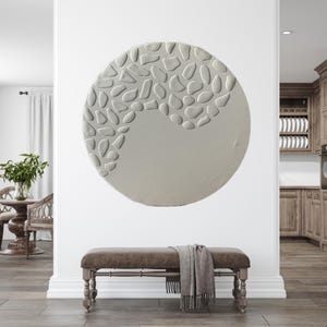 Circular Wall Art, Large 3D Wall Art, 3D Textured Art, Beige Art Canvas ...