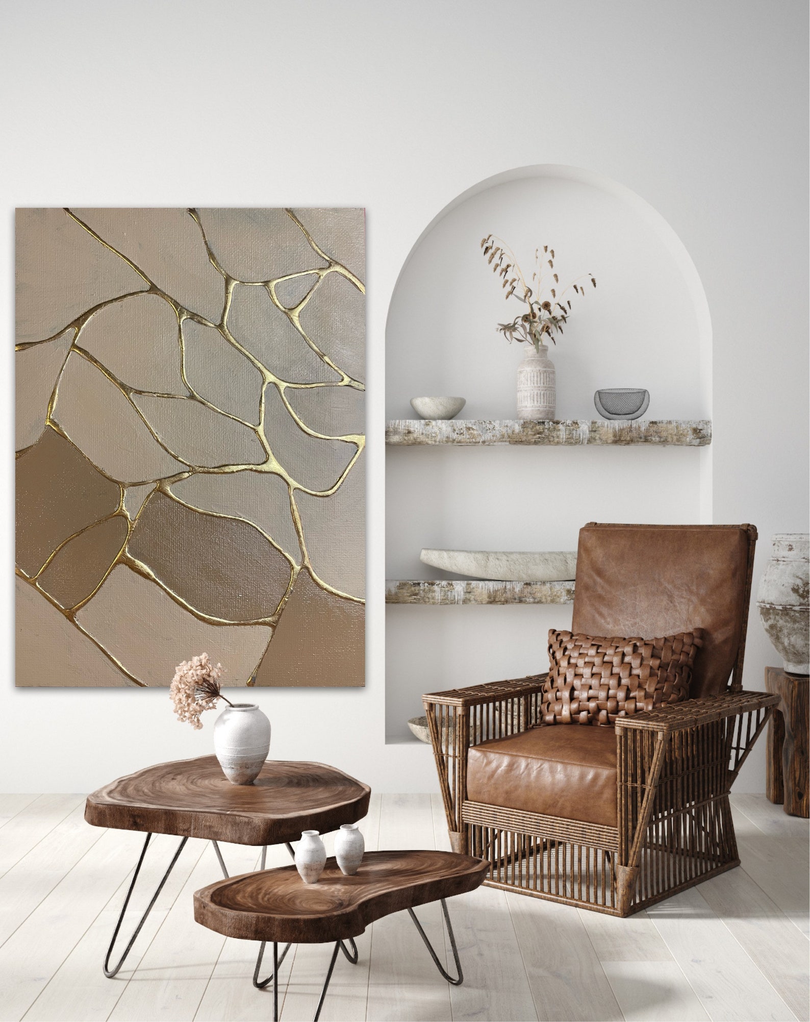 Kintsugi Wall Art Kintsugi Kintsukuroi Beige Art Canvas | Etsy