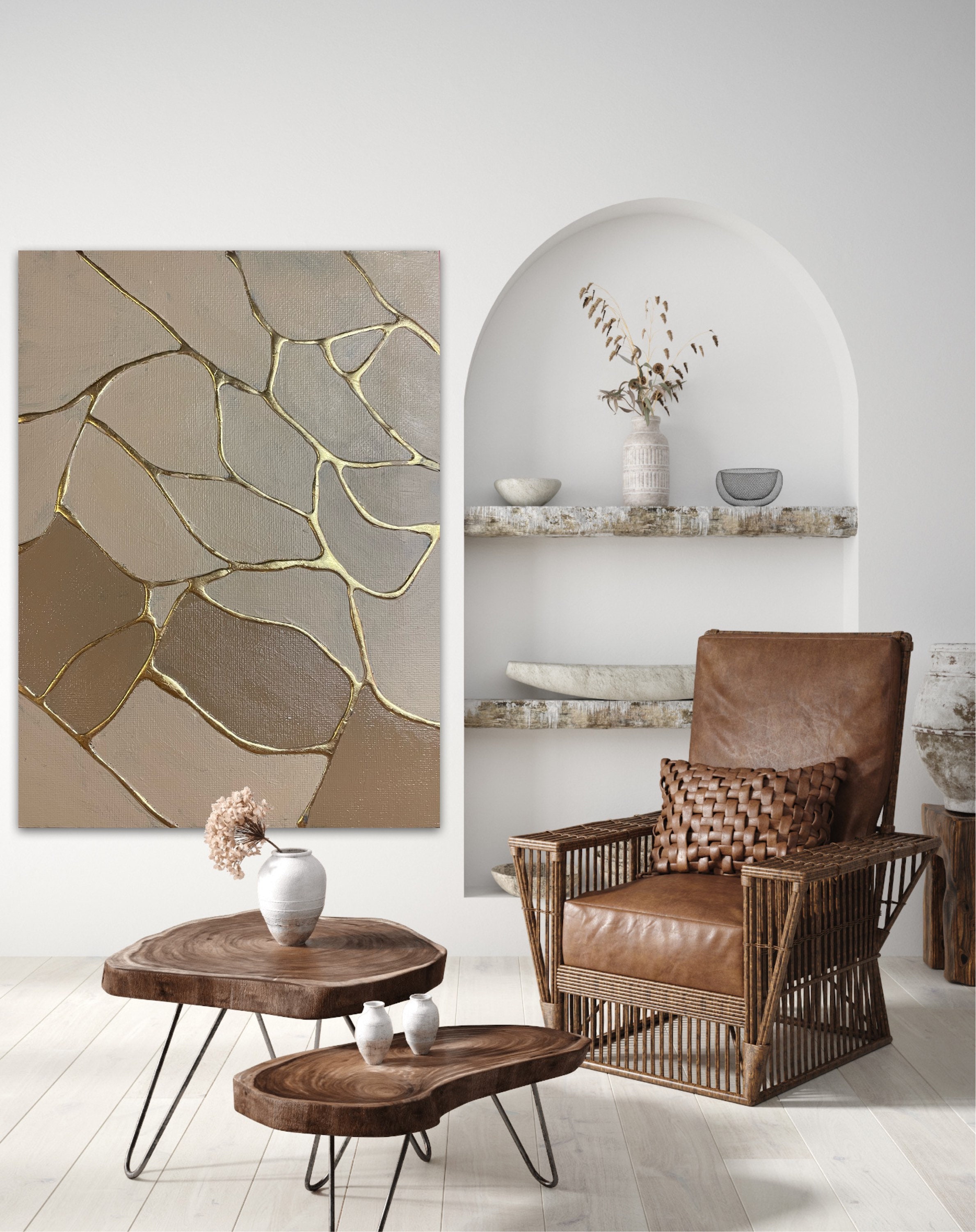 Kintsugi Wall Art Kintsugi Kintsukuroi Beige Art Canvas | Etsy