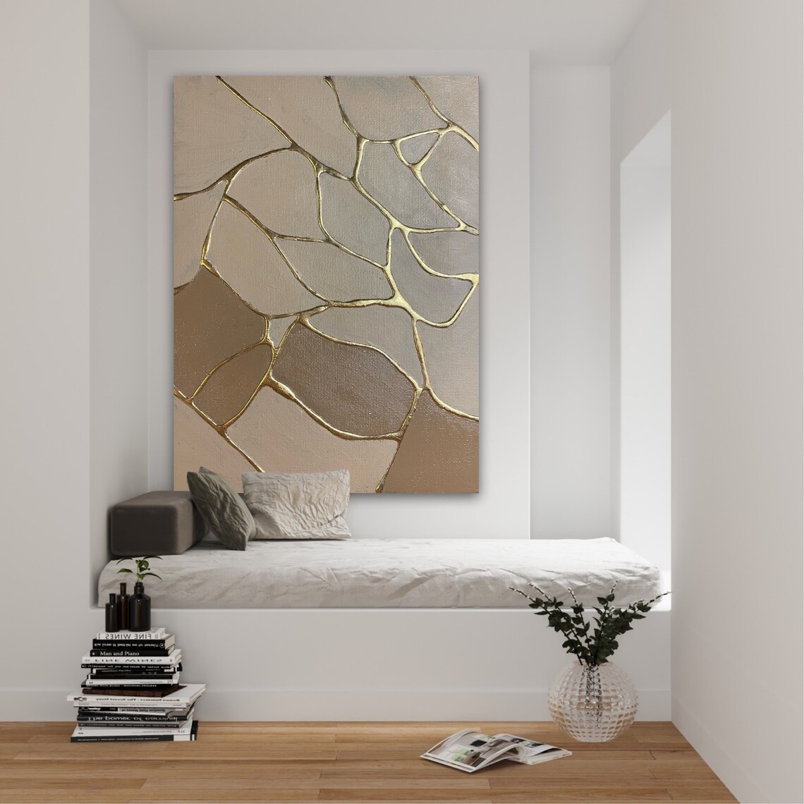 Kintsugi Wall Art Kintsugi Kintsukuroi Beige Art Canvas | Etsy