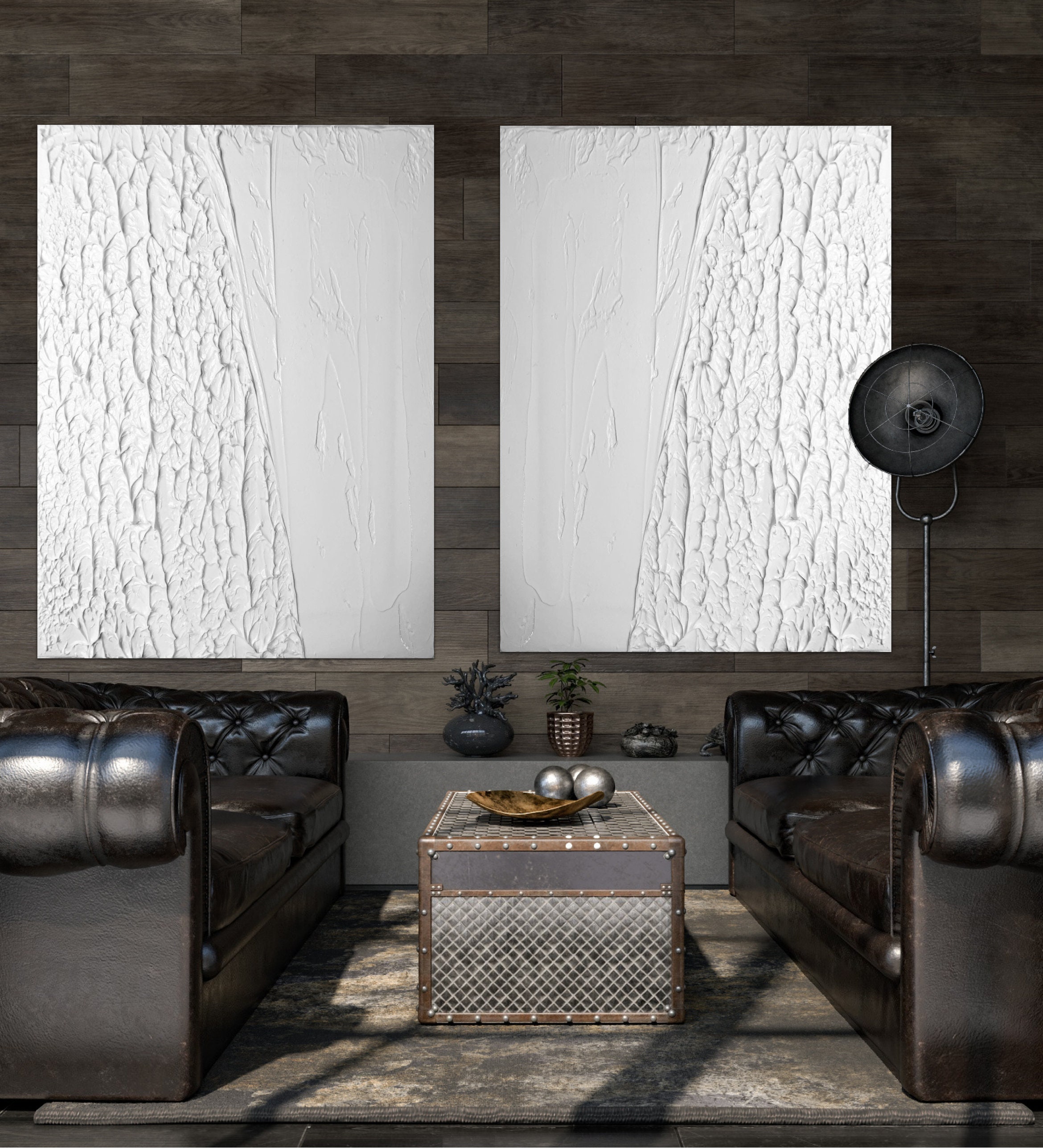 White Plaster Wall Art Set of Two Wall Art Sculptural Wall - Etsy