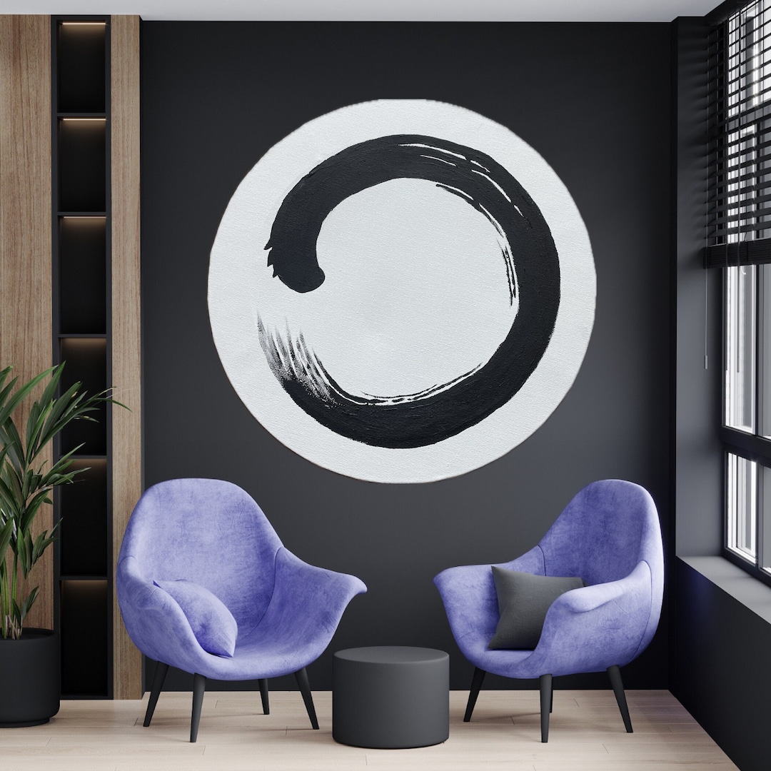Wabi Sabi Enso Circle Art: Black and White Japanese Painting - Etsy