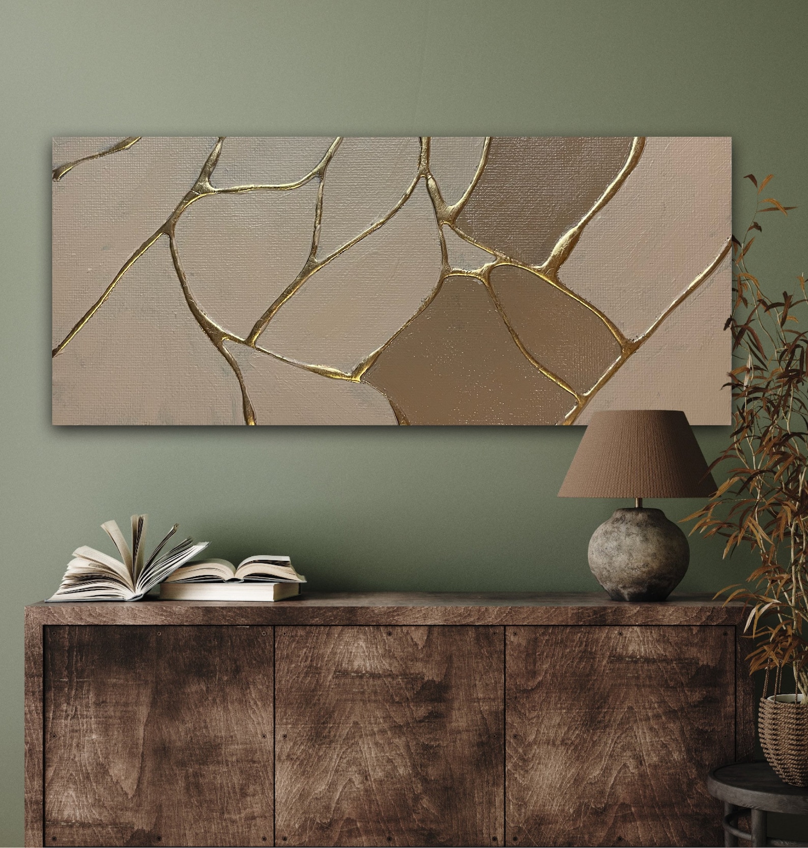Kintsugi Wall Art, Kintsugi, 3D Wall Art, Beige Art Canvas, Japanese ...