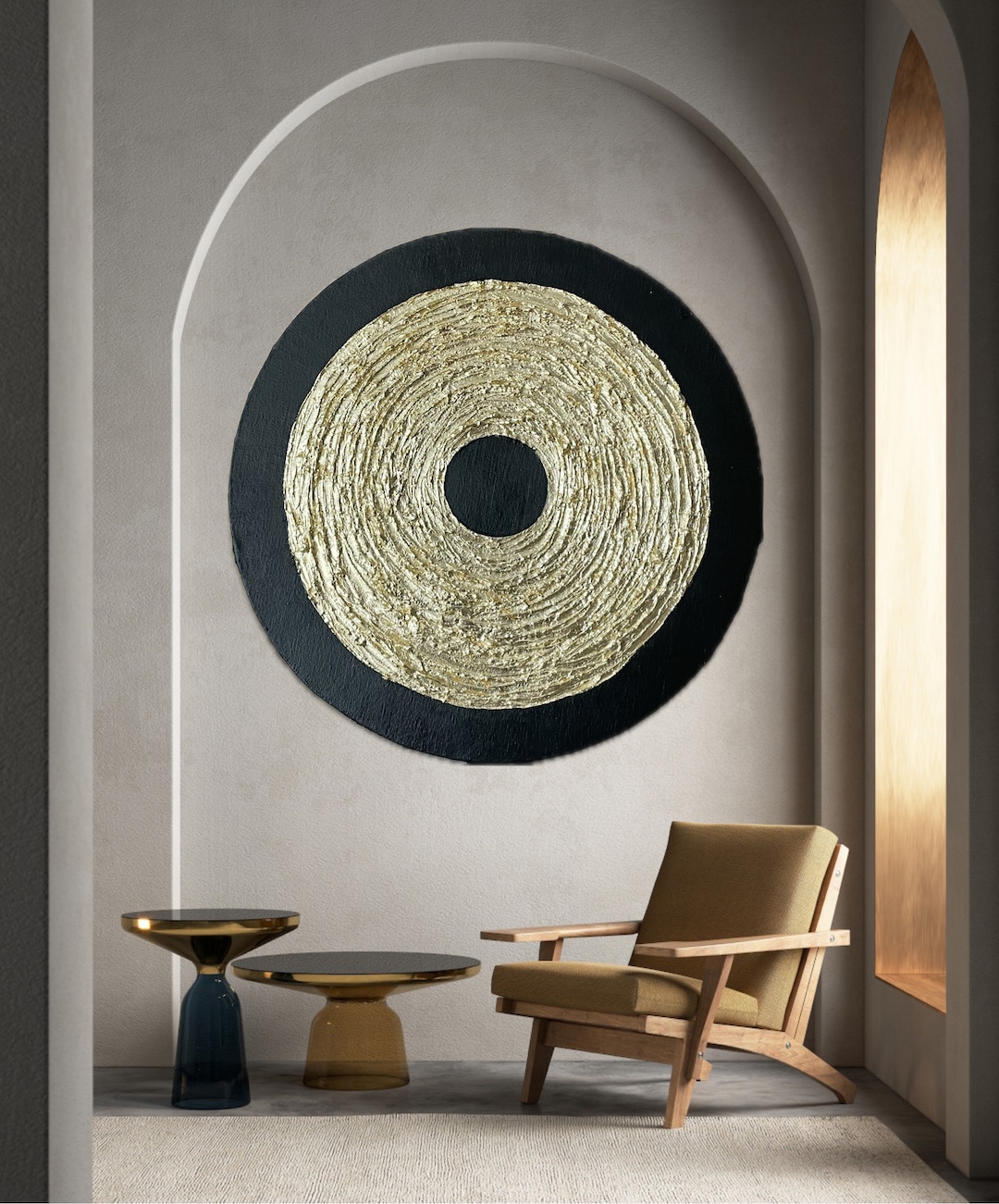 Round Artwork, Large Metal Wall Art, Circular Wall Art, Plaster Wall ...