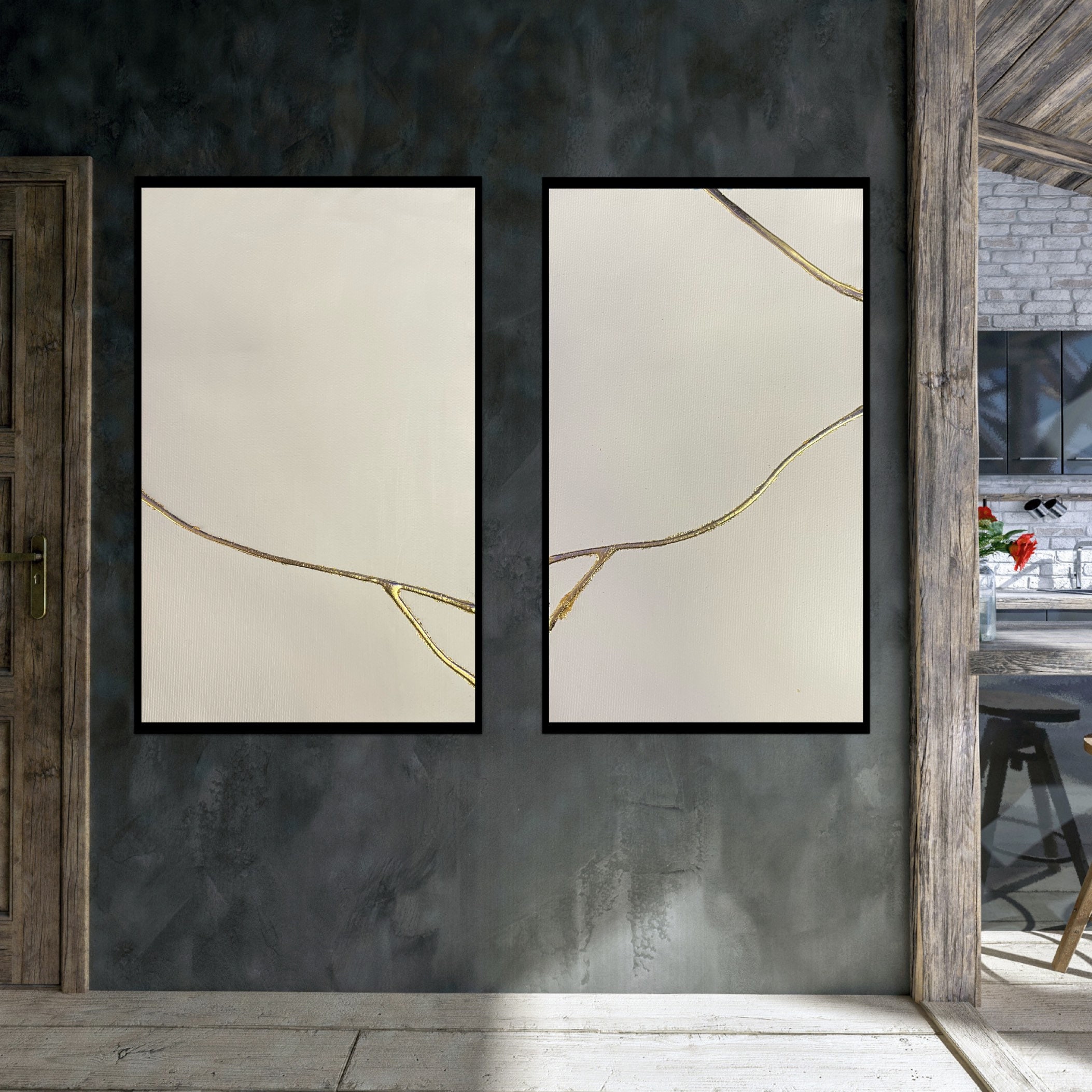 Kintsugi Wall Art, Wall Art Set,2 Piece Wall Art, Set of 2 Wall Art ...