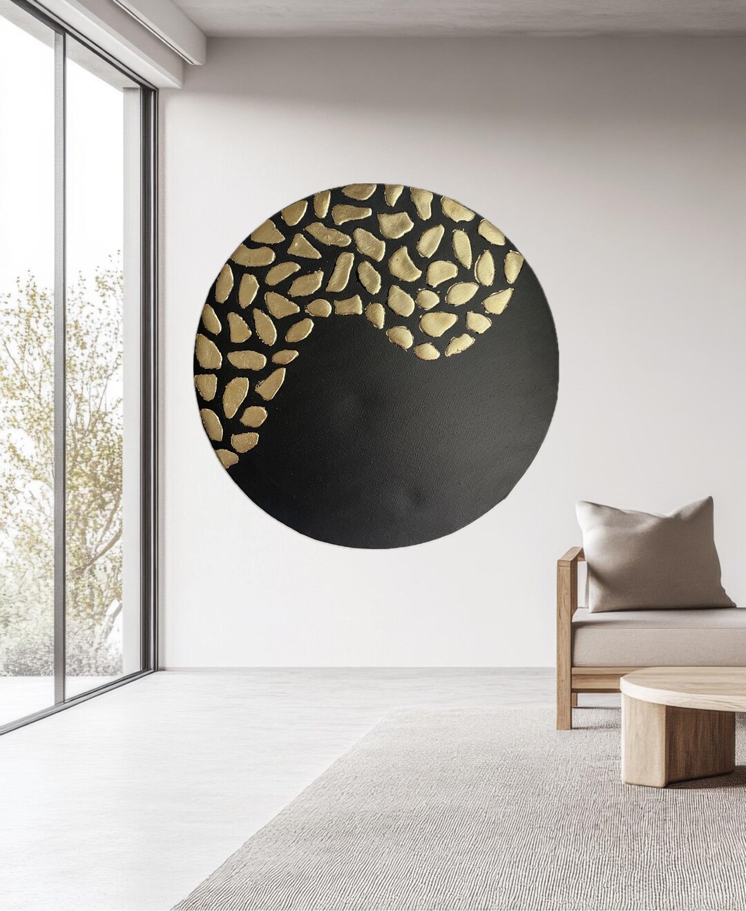 Circular Wall Art, Large Metal Wall Art, Round Canvas, Textured Wall ...