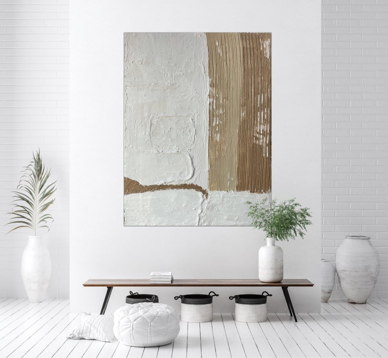Grand tableau, Beige, Decoration murale bois, Tableau blanc, Tableau ...
