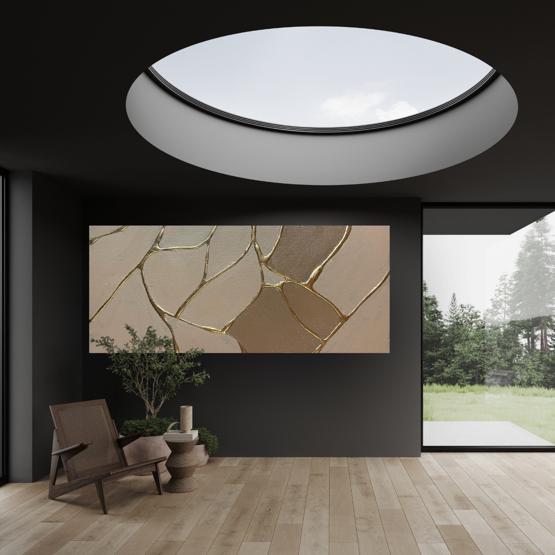 Kintsugi Wall Art, Kintsugi, 3D Wall Art, Beige Art Canvas, Japanese ...