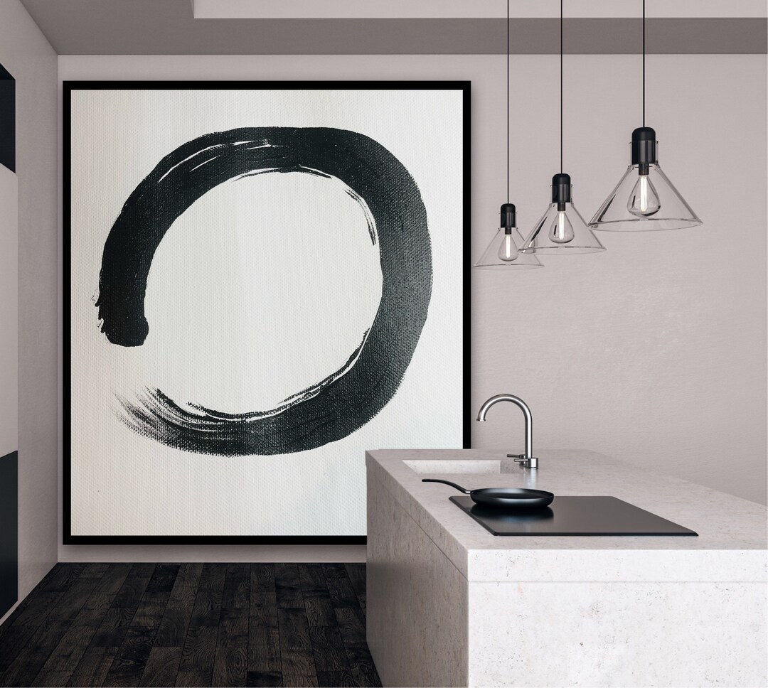 Black and White Wabi Sabi Wall Art: Japanese Zen Circle - Etsy