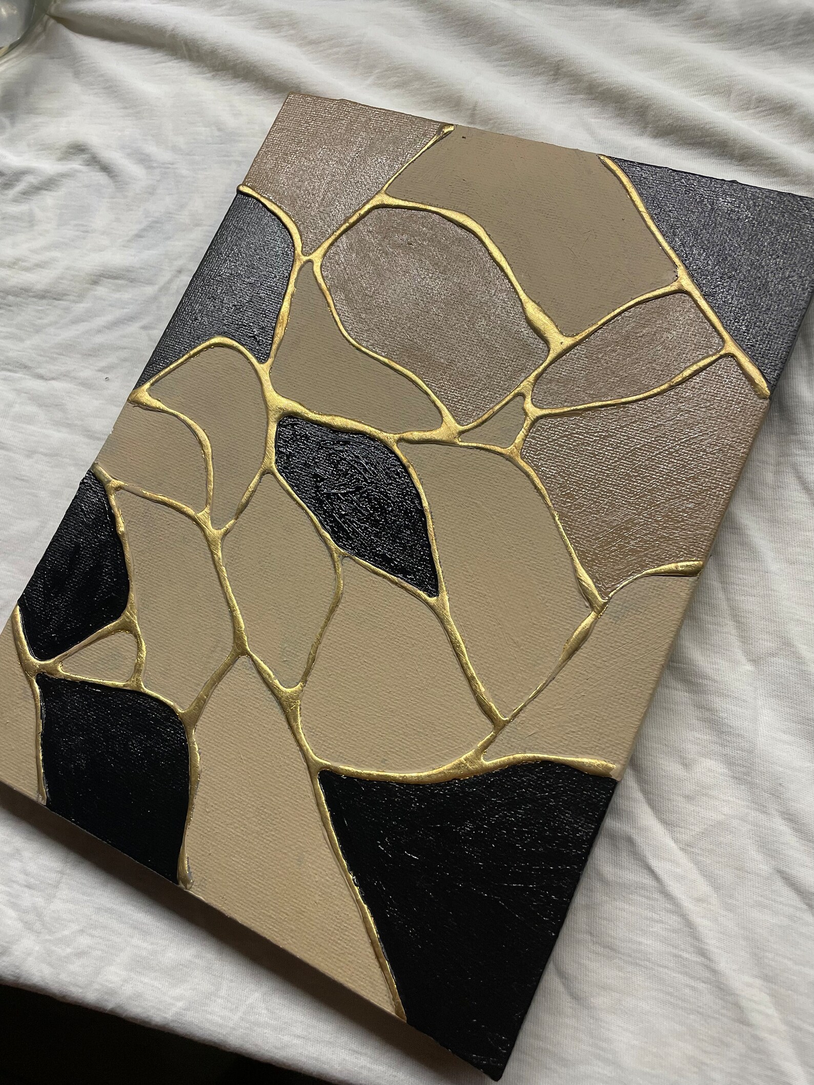 Rustic Metal Wall Art, Kintsugi Wall Art,3d Wall Art, Gold Metal Wall ...