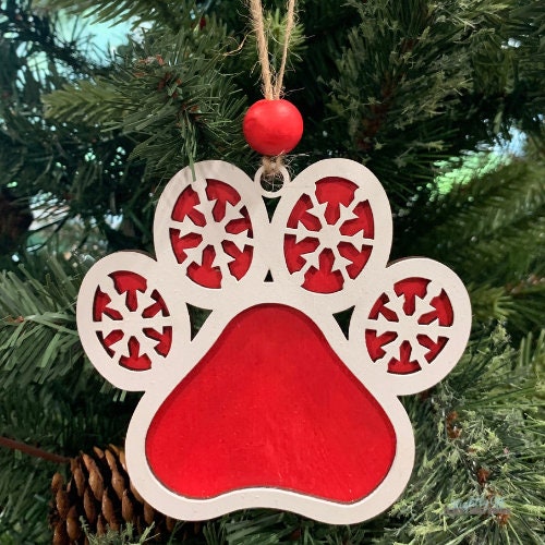 SVG Paw Print Snowflake Glowforge and Laser Files | SVG Ornaments ...