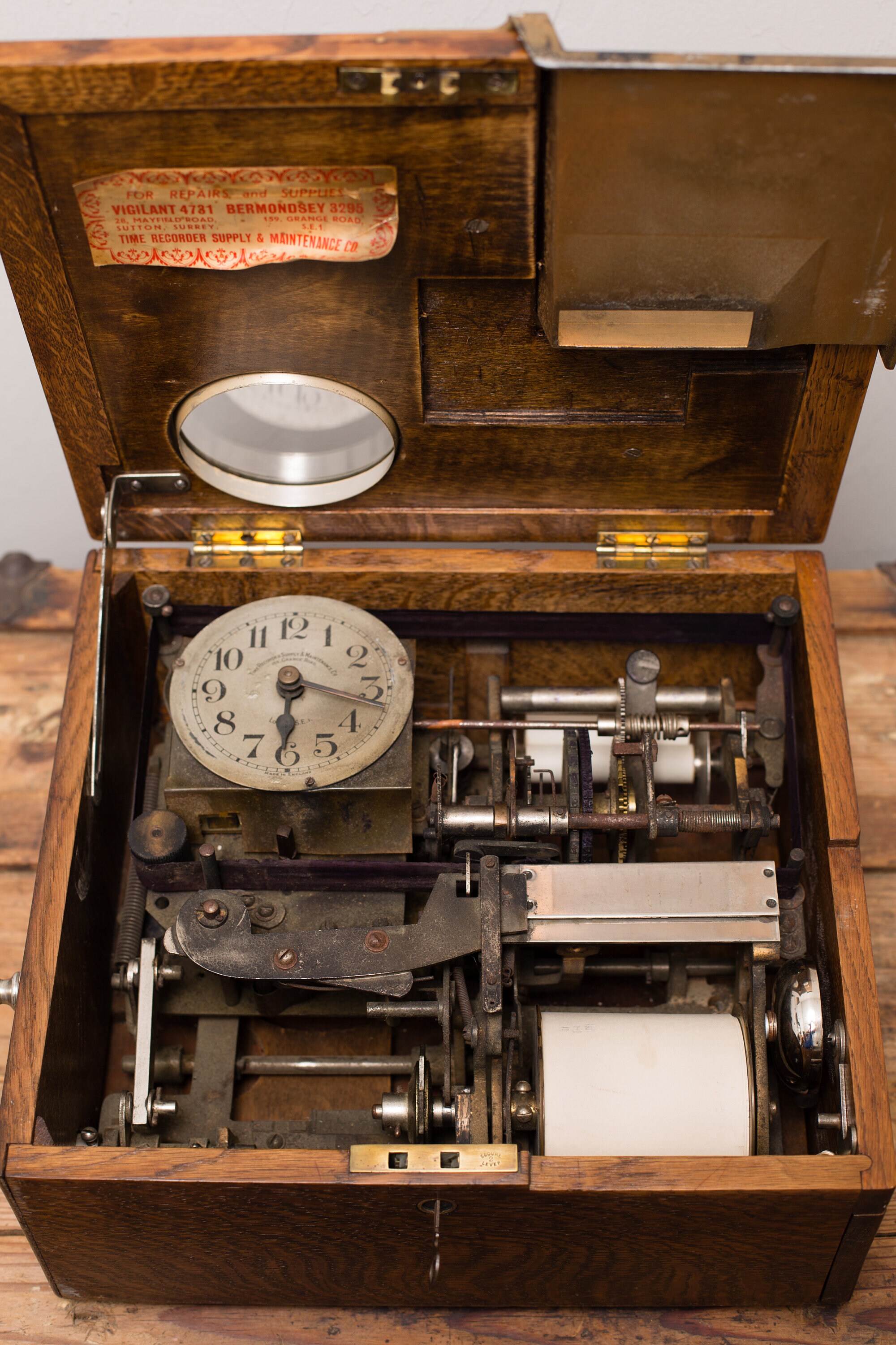 Receipt Recorder Time Clock, London England, Wood, Metal, Vintage ...