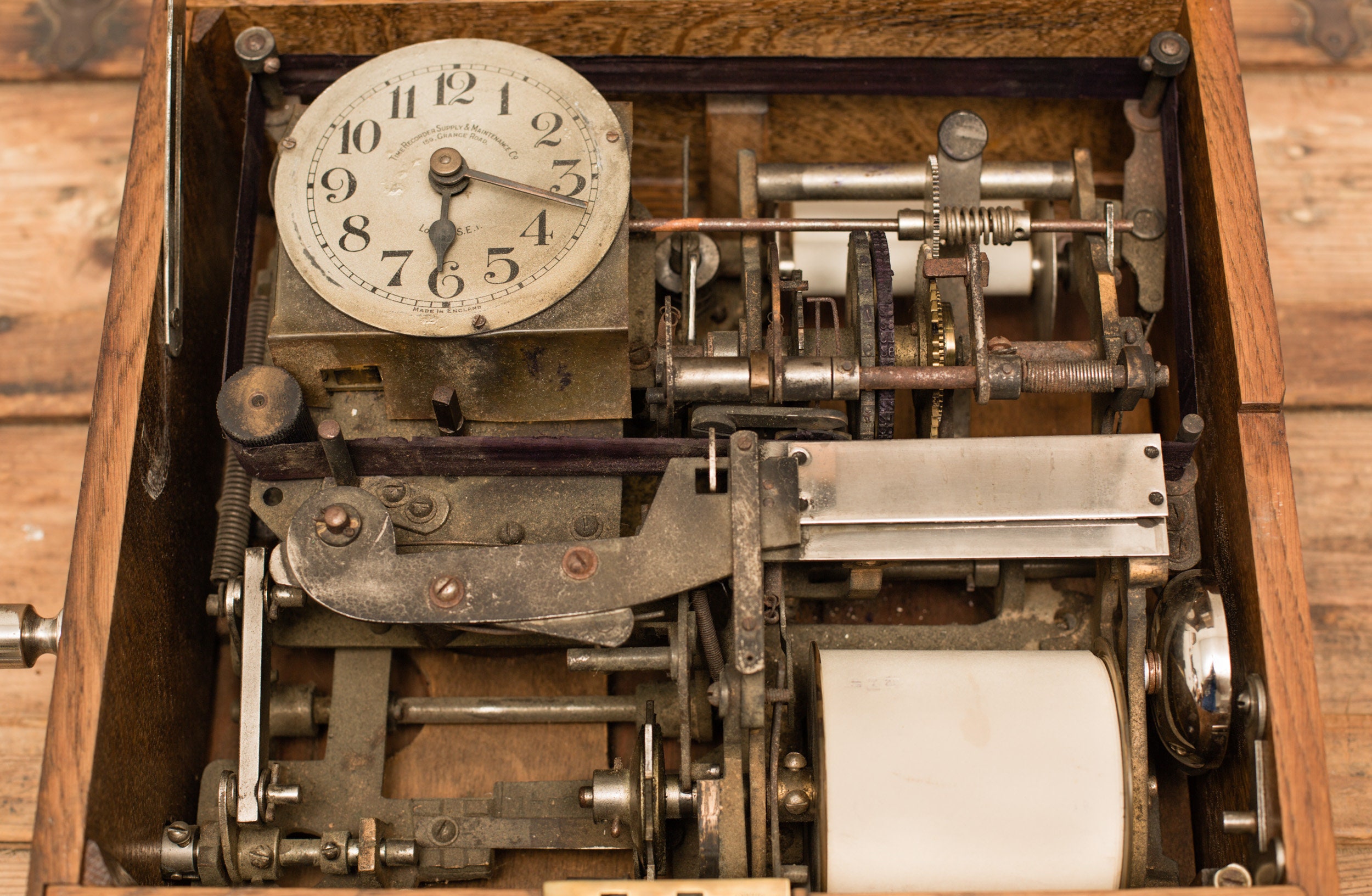 Receipt Recorder Time Clock, London England, Wood, Metal, Vintage ...