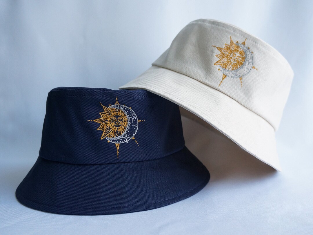 Sun Moon Bucket Hat, Celestial Bucket Hat, Summer Hat, Embroidery ...