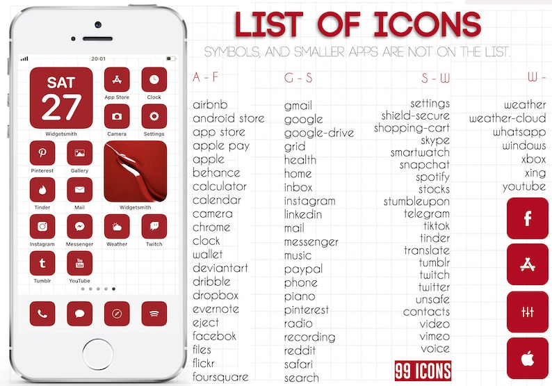 Wine Red IOS 14 Icon Theme Pack - Red & White Aesthetic Home Screen ...