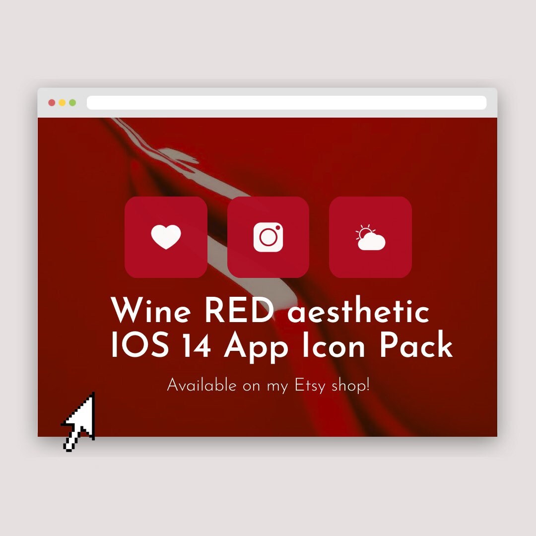 Wine Red IOS 14 Icon Theme Pack - Red & White Aesthetic Home Screen ...