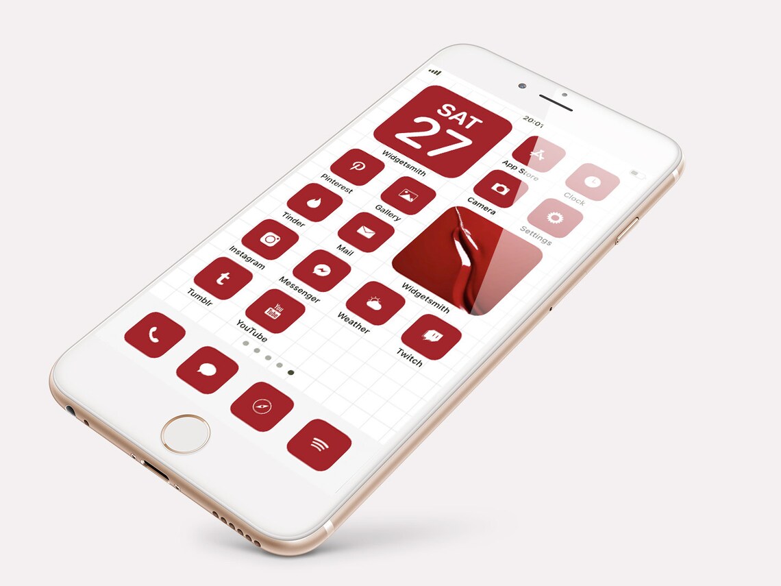Wine Red IOS 14 Icon Theme Pack - Red & White Aesthetic Home Screen ...