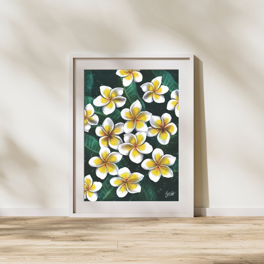 Frangipani Flower Art Print: Tropical Floral Illustration - Etsy