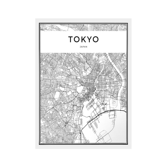 Digital Prints Prints Art & Collectibles Minimalist map print of Tokyo ...
