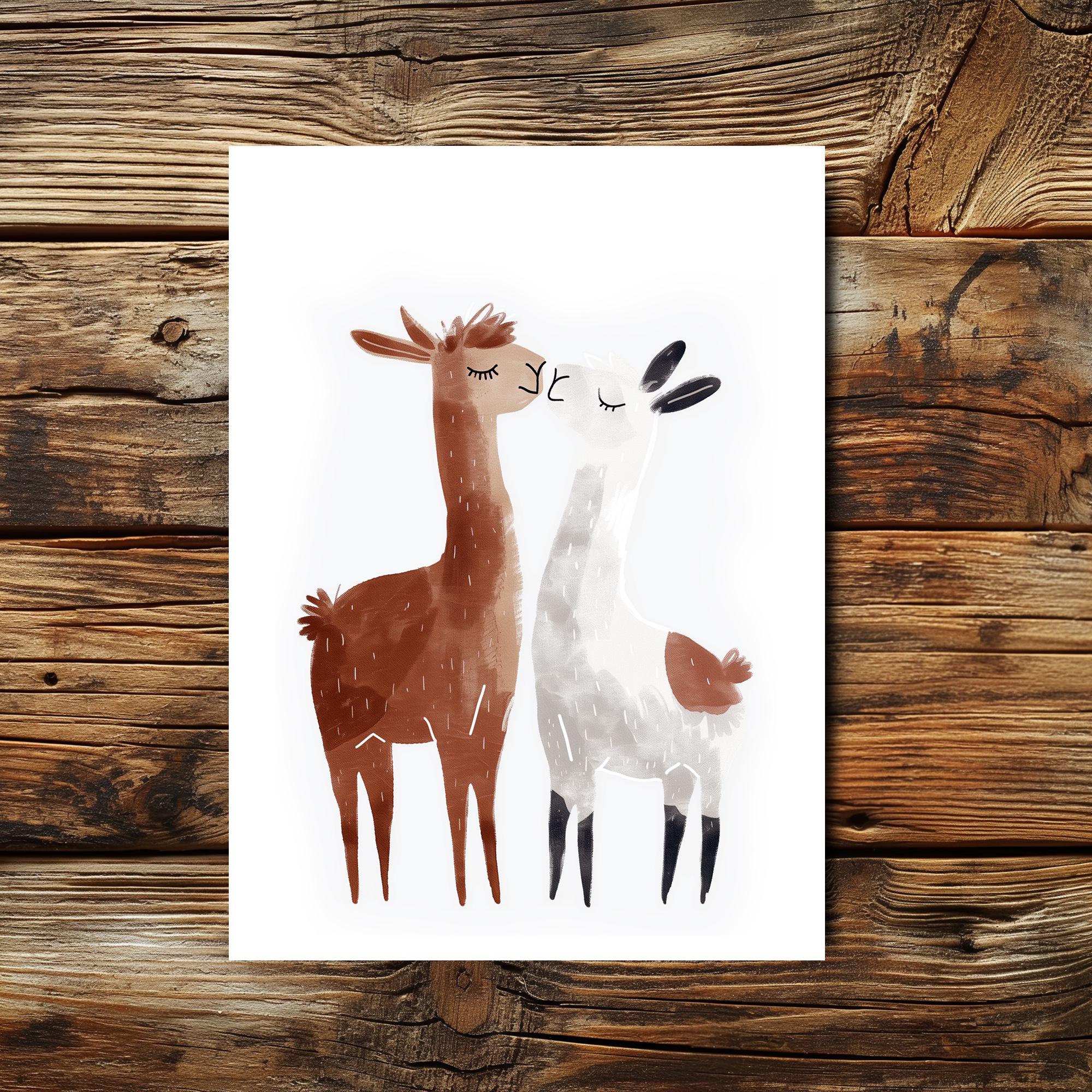 Cute Llama Watercolor Card | Loving Llama Postcard for Valentine's Day ...