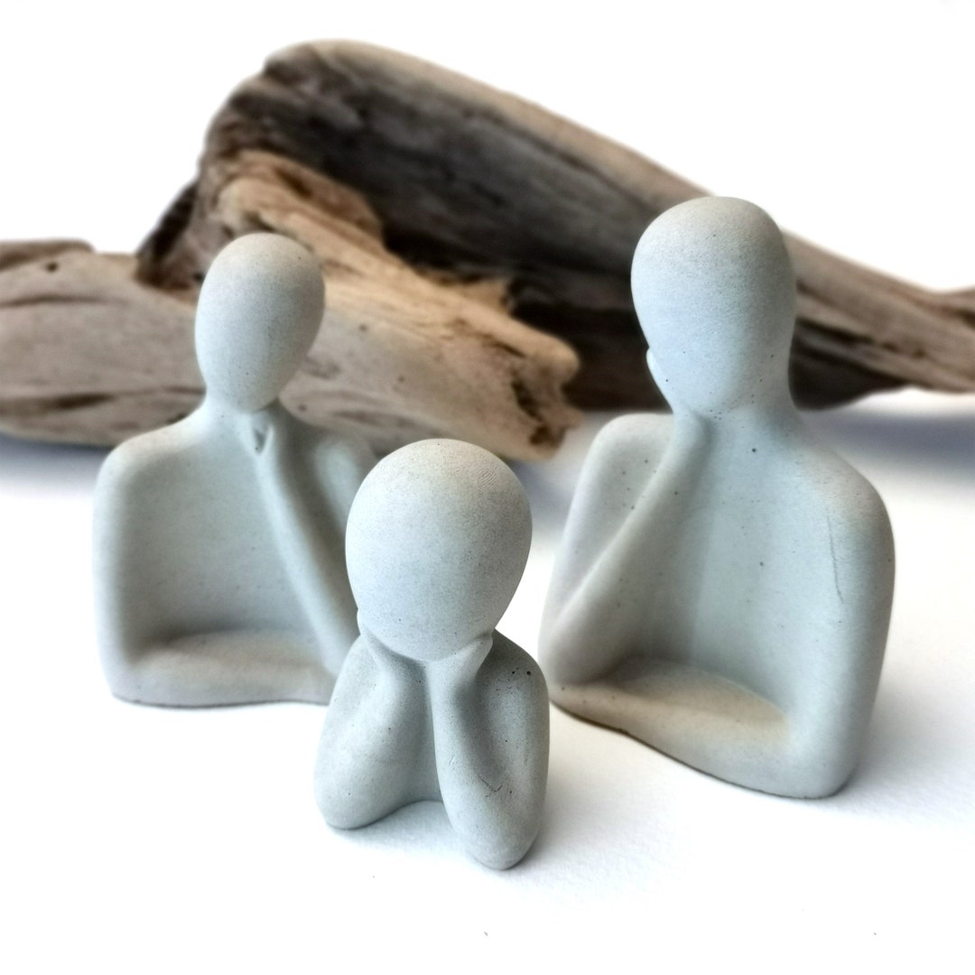 Minimalist 3 Figure Made of Concrete, Family Decor, Family Sculpture ...