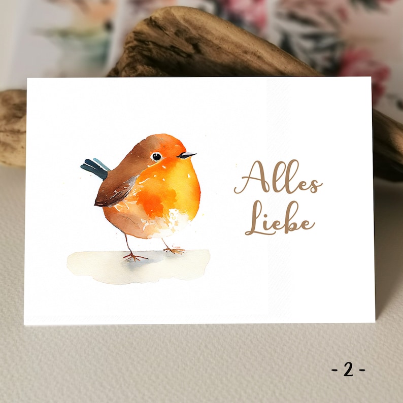 Watercolor Card | Robin Card | Happy Birthday Card | Greeting Cards - Etsy