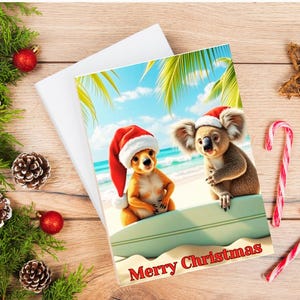 Aussie Christmas Card With Koala and Kangaroo, Australian Christmas ...