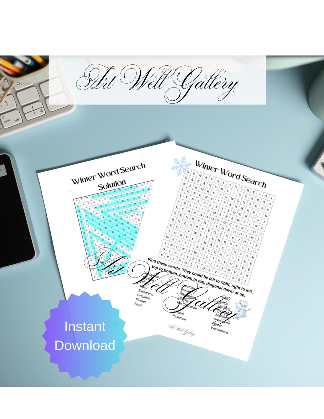 Printable Winter Word Search, Winter Word Hunt, Seasonal Word Search ...