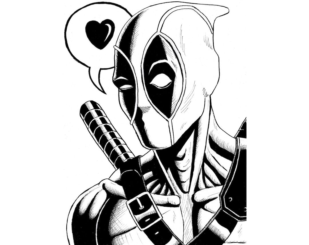 Deadpool Drawing | Pen and Ink - Etsy