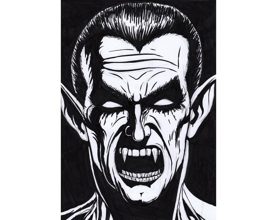 Dracula Drawing | Pen and Ink | A4 - Etsy