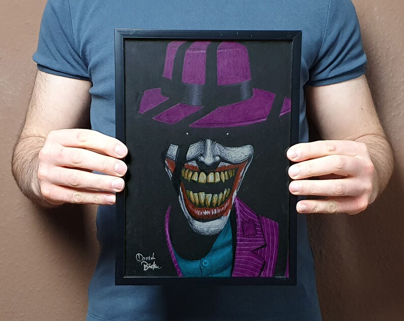 Joker Drawing Colored Pencils Black Paper - Etsy
