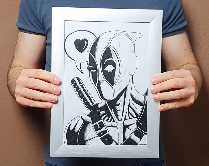 Deadpool Drawing Pen and Ink - Etsy