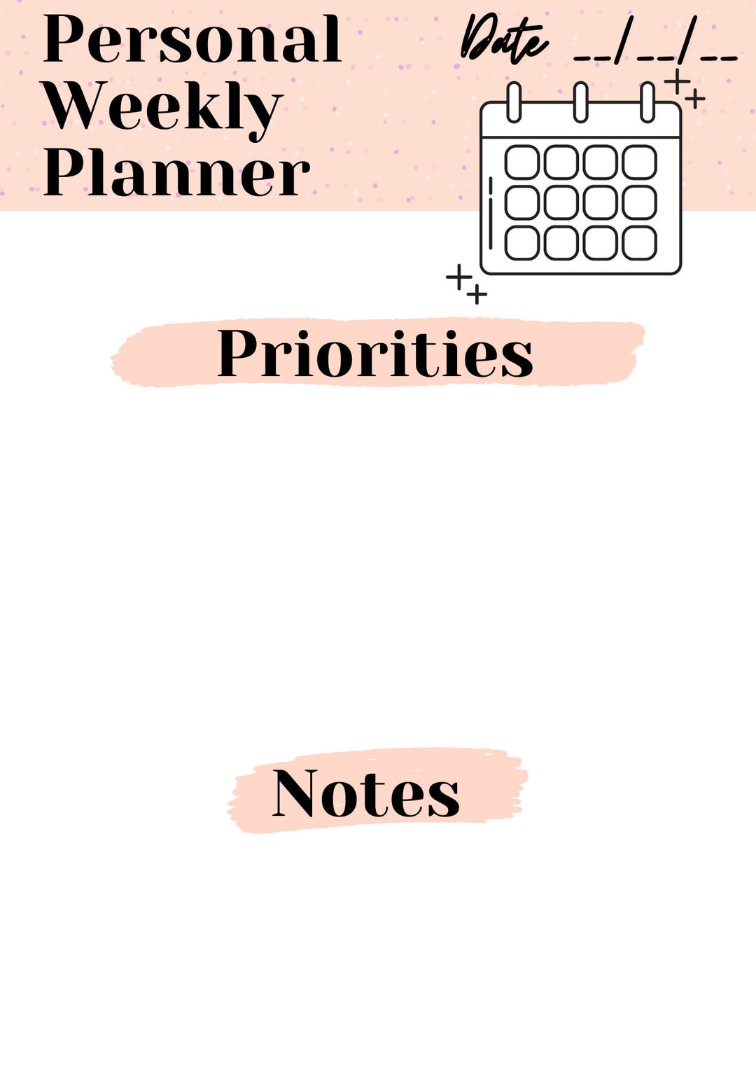 Printable Personal Weekly/daily Planner Template (2 Pages) - Etsy