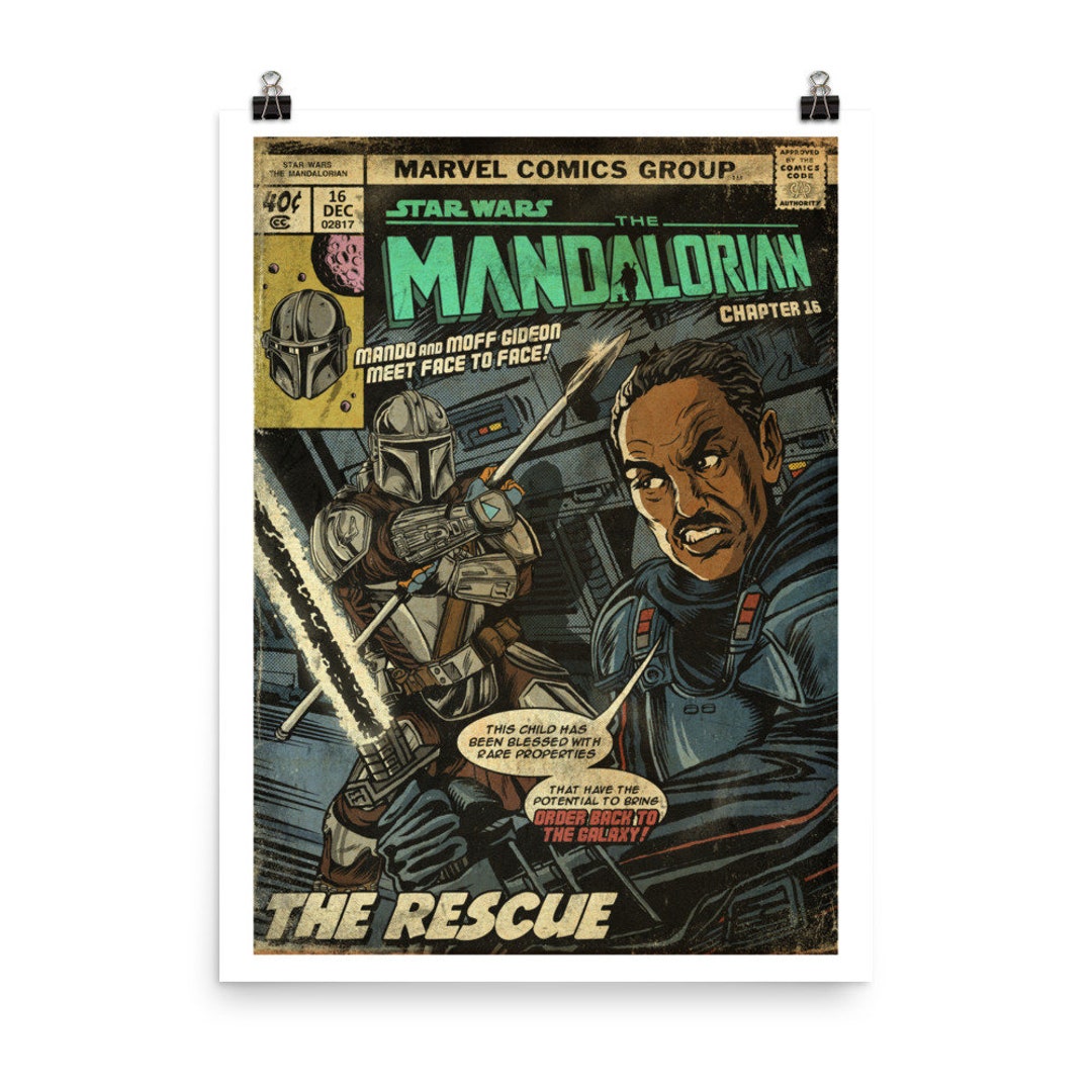 Star Wars Comic Book Style Concept Poster Mando Vs Moff - Etsy