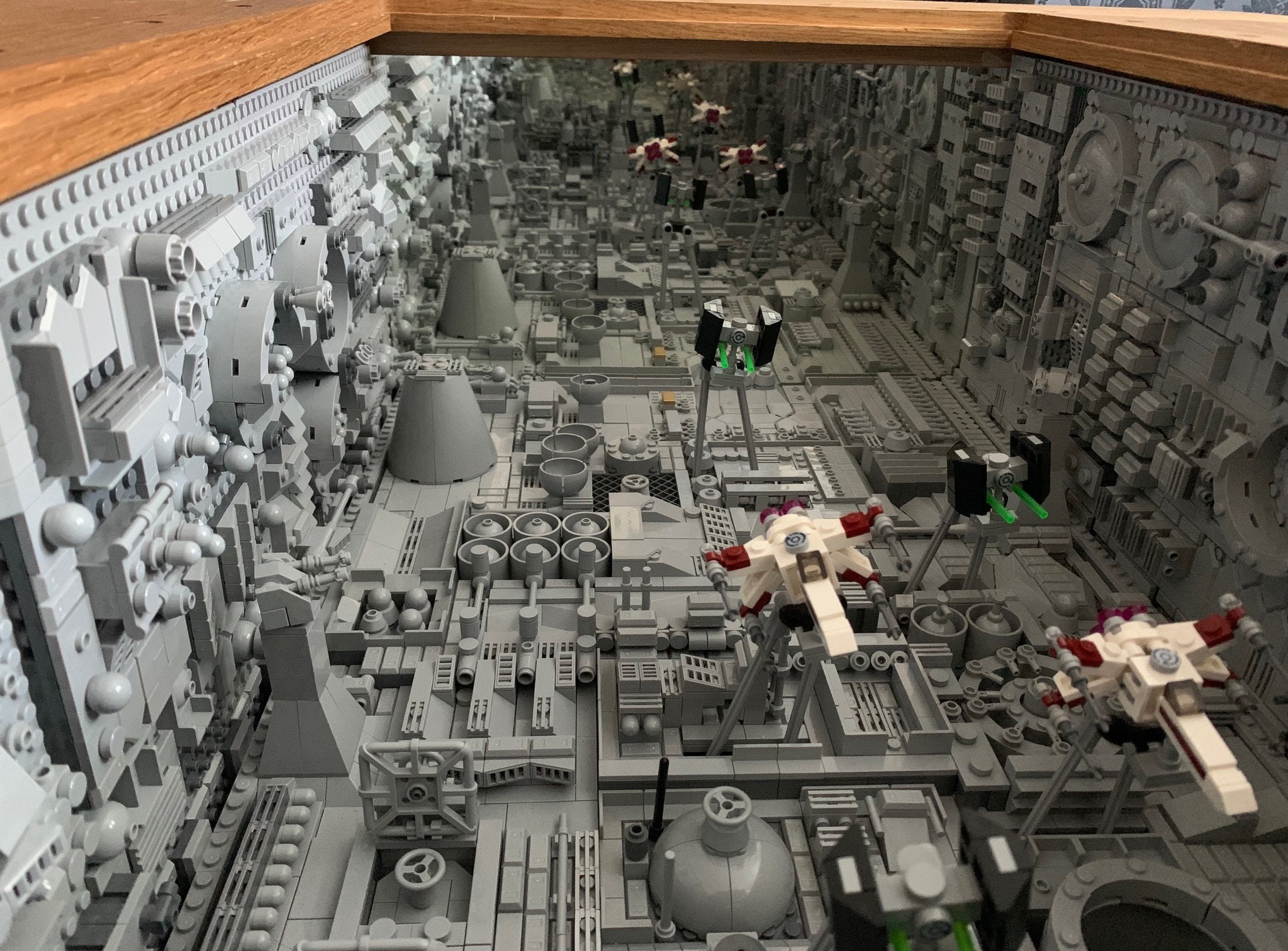 Solid Oak Coffee Table With Animated Lego Star Wars Trench Run Diorama ...