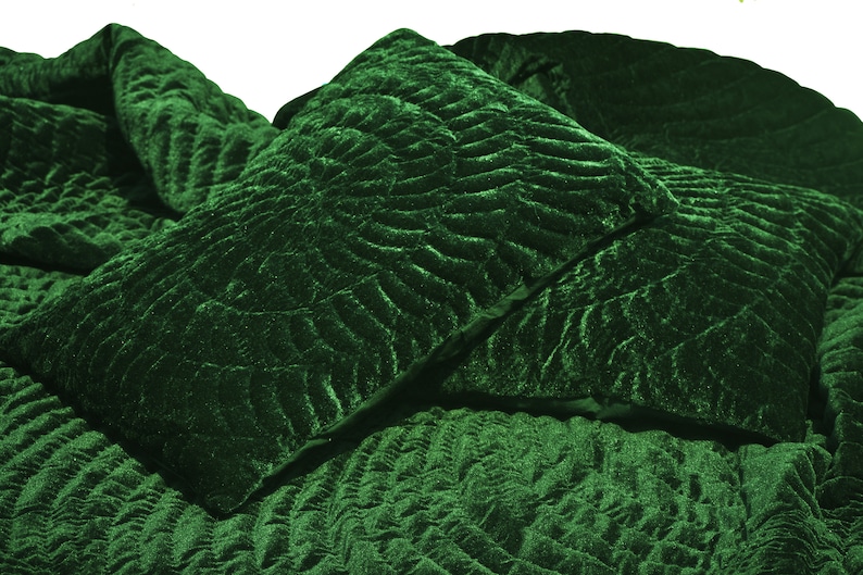 Emerald Green Velvet Bedspread, Coverlet_ Shell Stitched_velvet Bedding ...