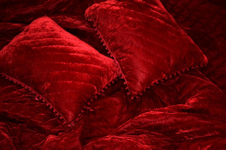Deep Red Velvet Quilt King Blanket Velvet Comforter Bedspread Weighted ...